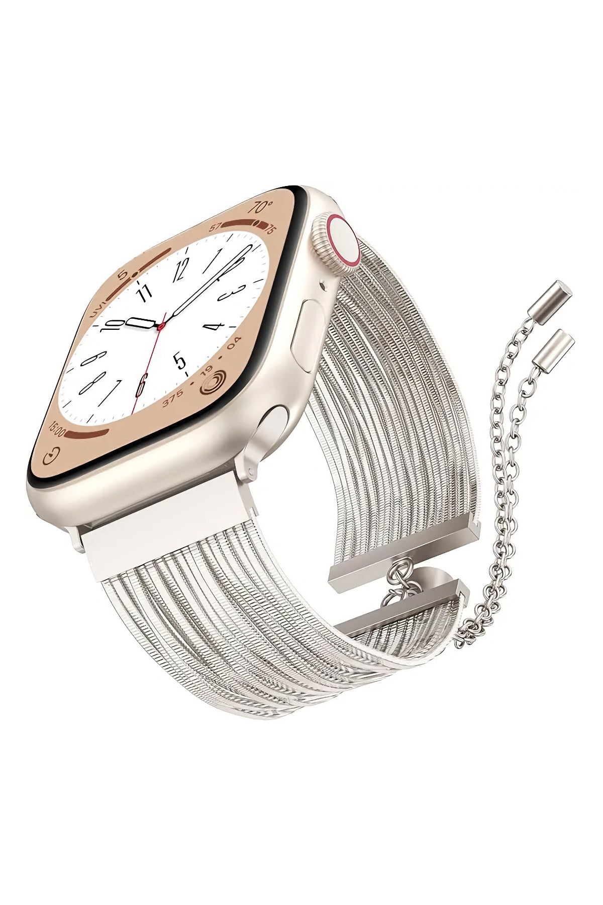 Tassel Chain Apple Watch Kordonu - Şık Örme Metal Zincirli Tasarım