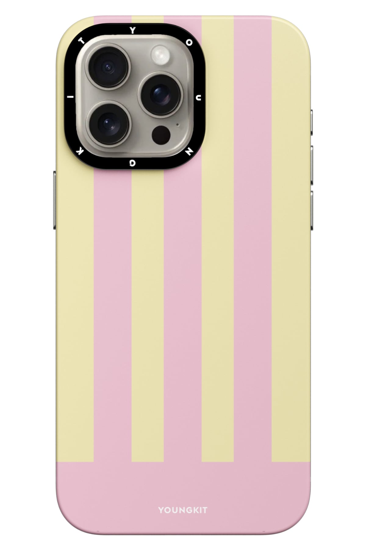 Youngkit Striped Piano Keys iPhone 15 Pro Pink Case - Music Inspired Design